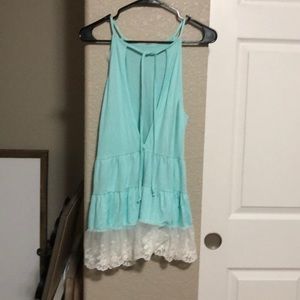 Andree | Tops | Andre By Unit Blue Lace Top | Poshmark